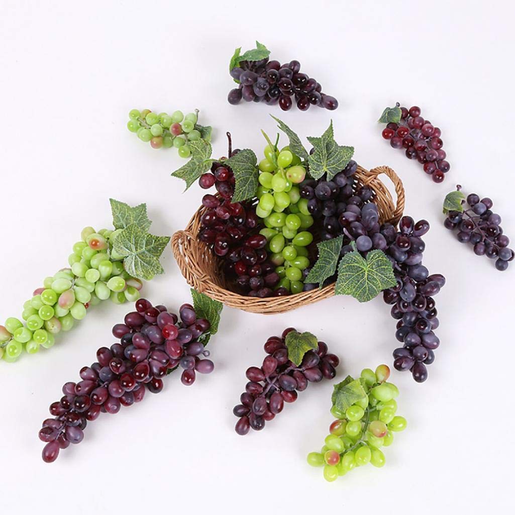 Dserw Artificial Grape,1 Bunch Fake Grape Artificial Plastic Lifelike Faux Fruit Home Garden Decoration - Purple