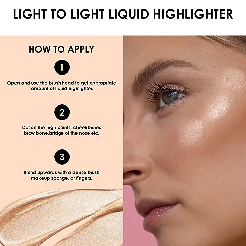FOCALLURE Shimmer Liquid Highlighter, Smooth Cream Formula and Non-greasy Finish,Delivers a Natural Glow, Long Lasting Illuminator Highlighter Face Enhancing Makeup,Miracle Focus