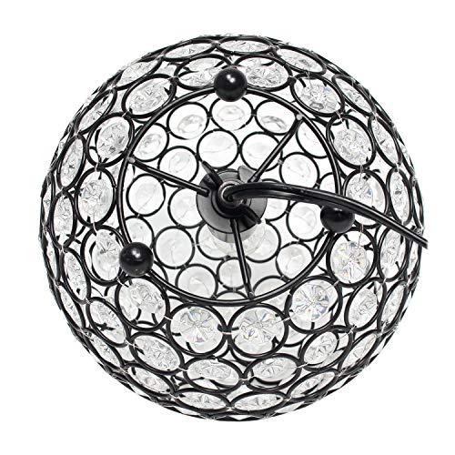 Elegant Designs LT1026-RBZ 8" Elipse Crystal Collection Metal Crystal Ball Sequin Table Desk Lamp for Accent Lighting, Décor, Living Room, Restoration Bronze
