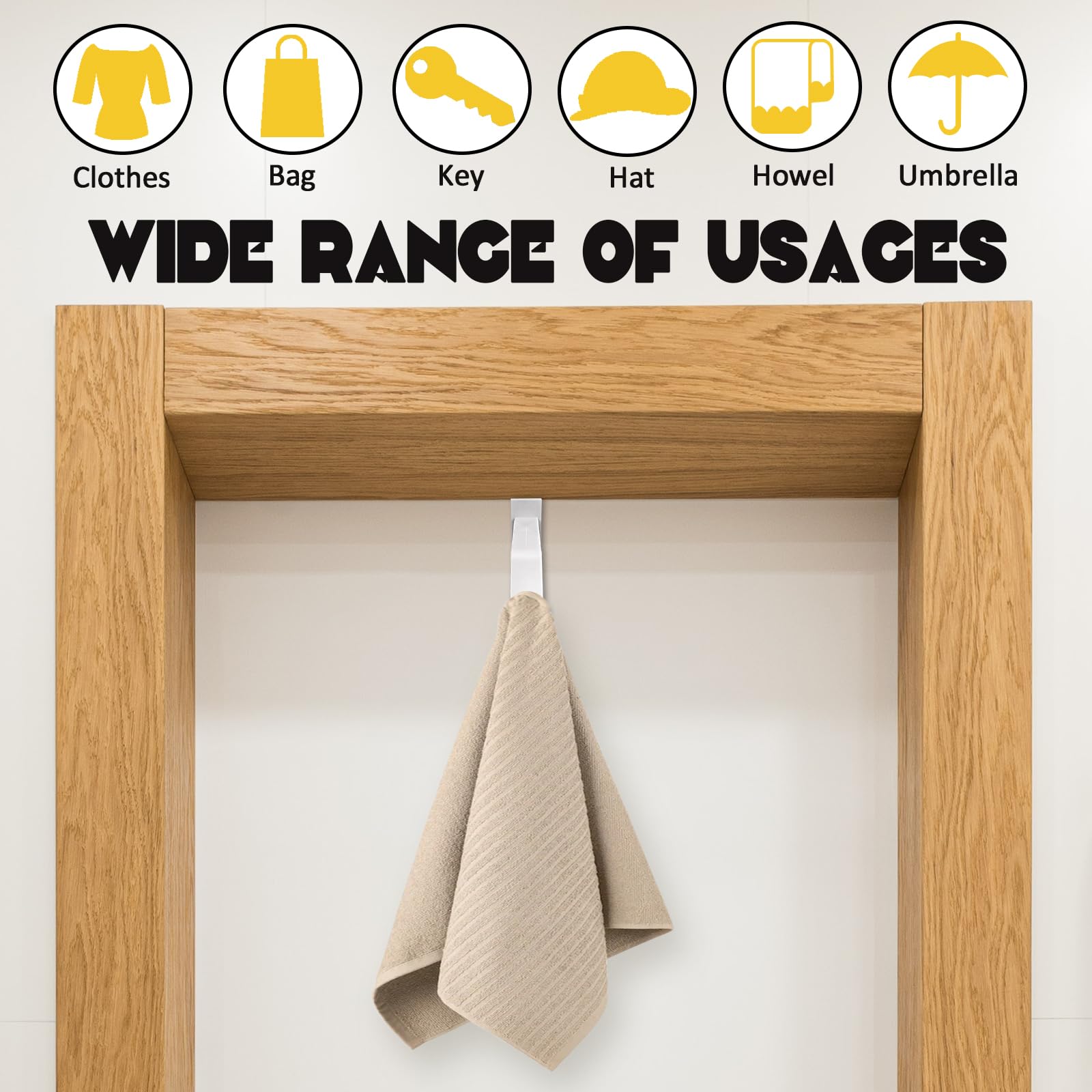 Fansunta 6 Pack Ruggedized Plastic Over Door Hooks, Over Door Hanger Hooks for Coats, Towels, Bags, Hats, Scarves Home Tools(White)