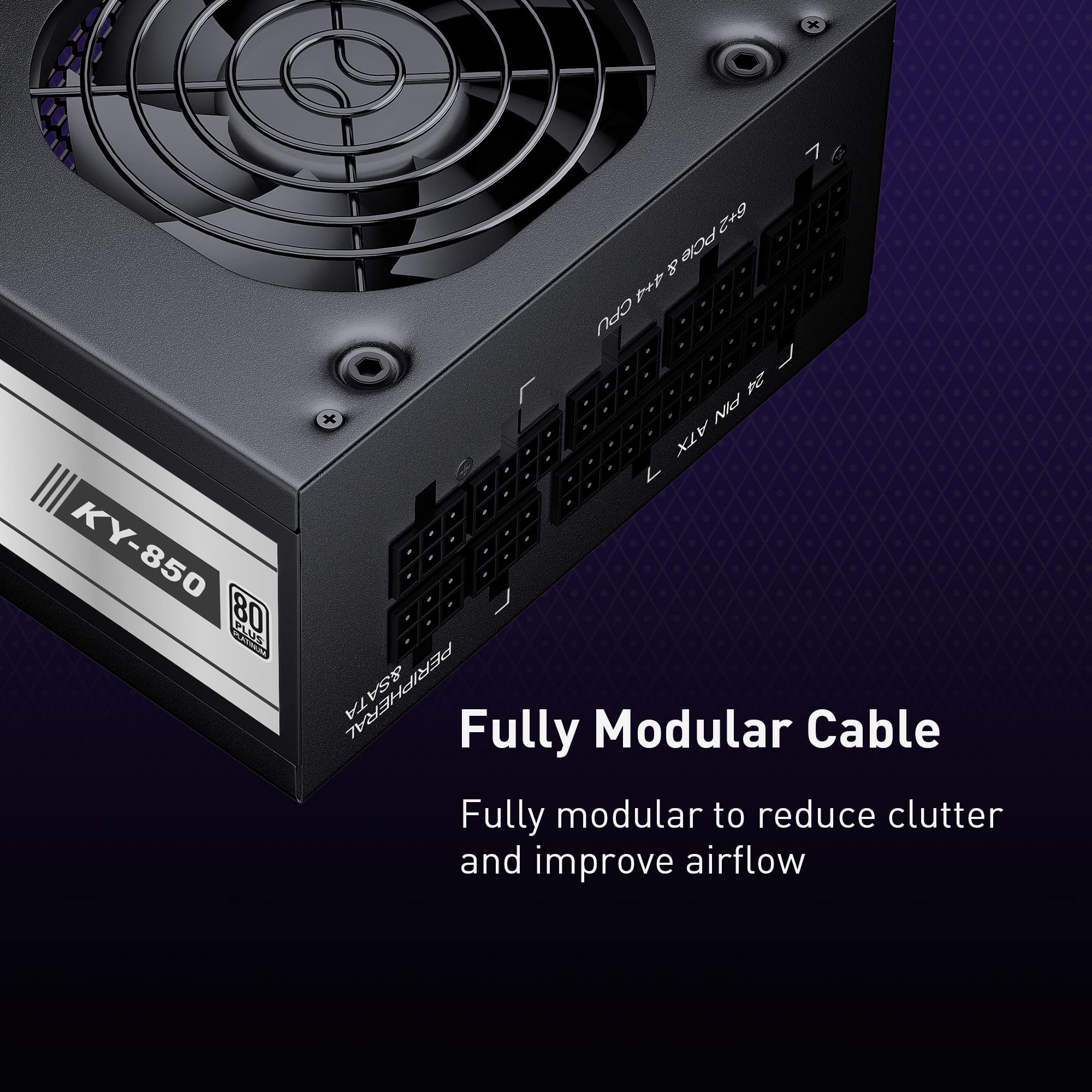 KYLINTEC SFX850 850W SFX Power Supply Fully Modular 80 Plus Platinum PSU with Improved Hydraulic 80mm Fan and Japanese Capacitors.