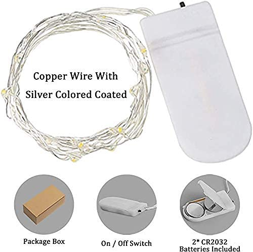 Ehome Fairy String Lights, 12 Pack Fairy Lights Battery Operated, 7.2ft 20LED Christmas Lights Silver Coated Copper Wire Lights Firefly Lights Moon Lights for Party Christmas Decorations Warm White