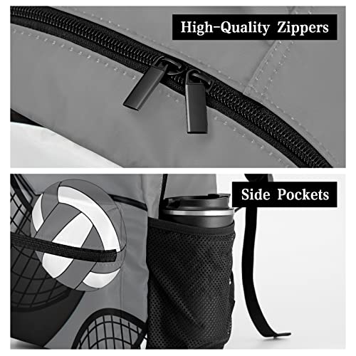 Personalized Sports Volleyball Grey with Name Text Custom Backpack for Sport Camping Picnic