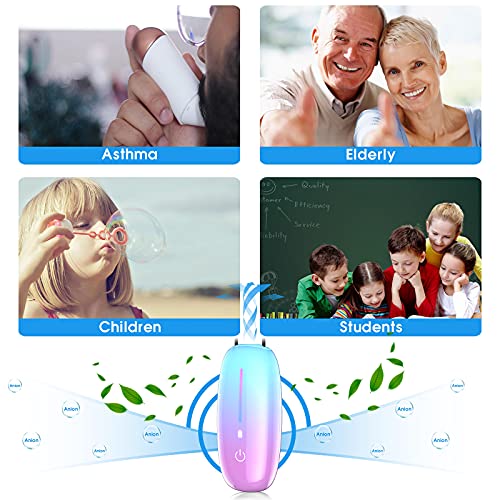 Personal Air Purifier, Timeage Wearable Air Purifier Necklace, Portable Mini Air Ionizer Eliminates Pollen,Smoke,Dust for Outdoor,Travel(Touch Panel)