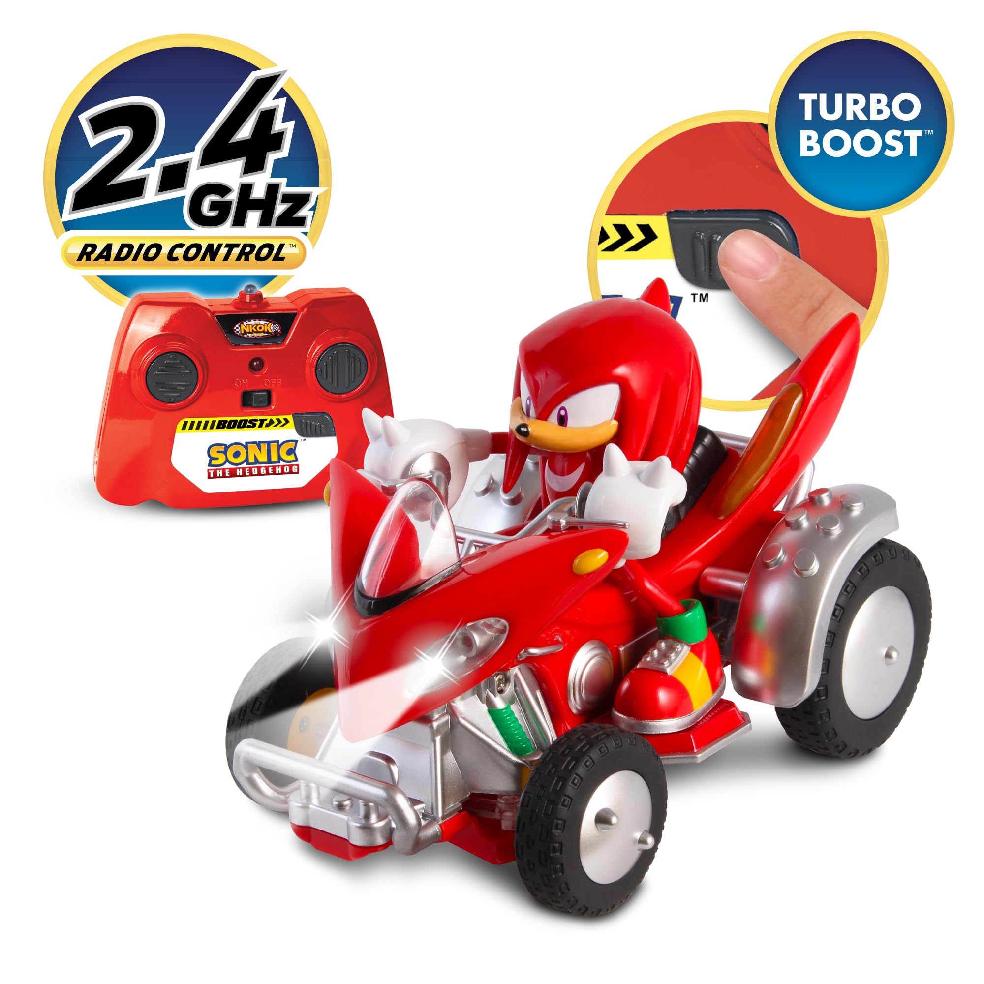Sonic NKOK Knuckles ATV R/C (with Lights), For Ages 6 and up, Allows Children to Pretend to Drive and Have Fun at the Same Time! Great Item for Kids Red