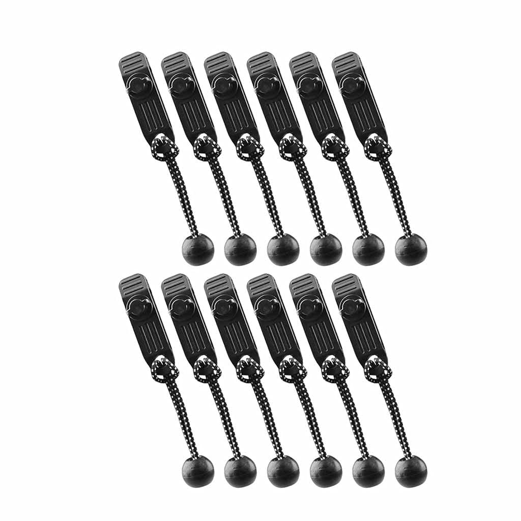 LMMDDP 12pcs Camping Tent Awning Canopy Fixing Clamp Grip with Elastic Rope Windproof Rainproof Tarp Fasteners Cord Clips Holder