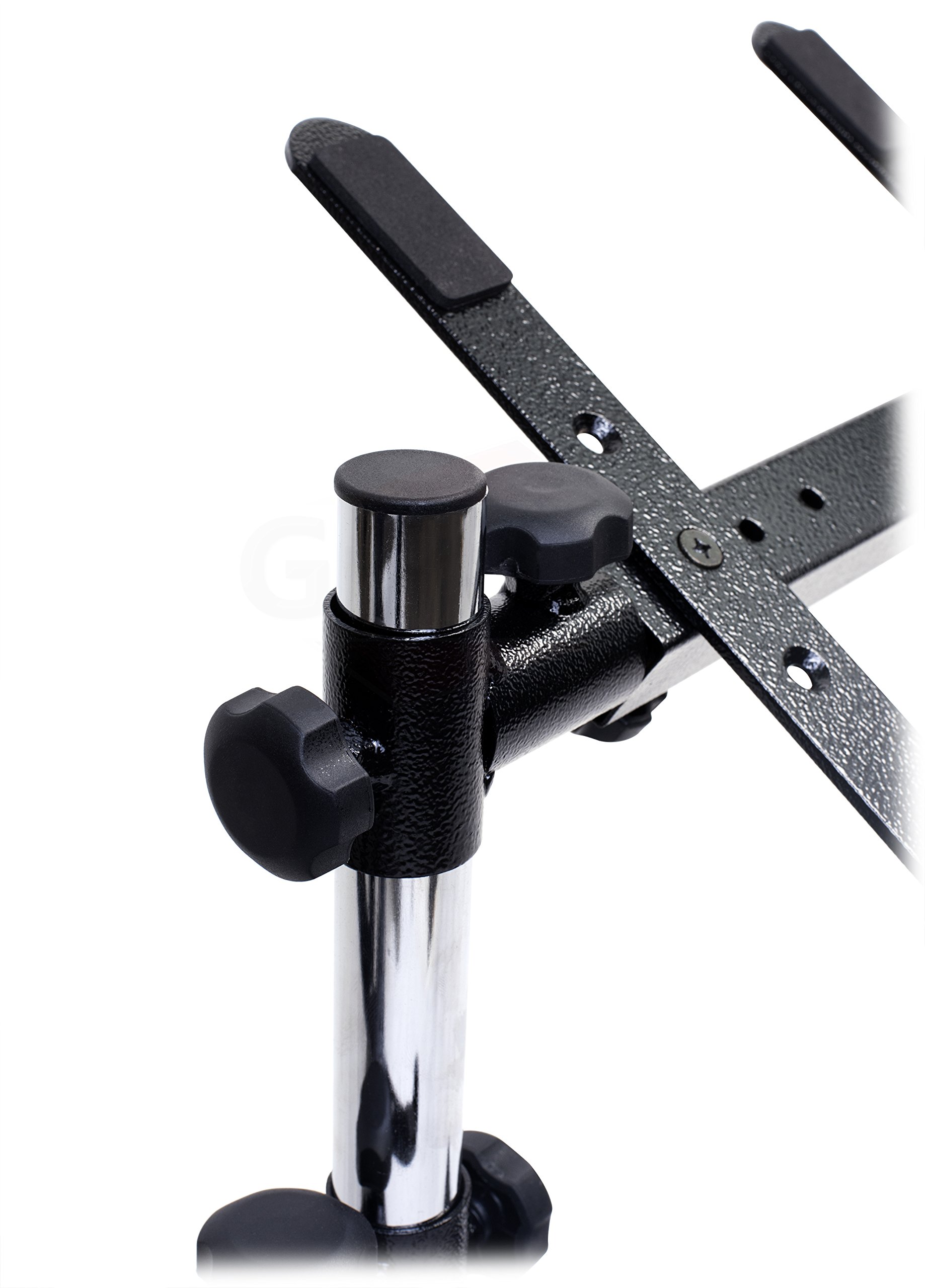 Fat Toad Double DJ Laptop Stand 2 Tier PC Table Holder | Portable Computer Clamp Equipment Rack with Support Mounts for Music Studio Mixers, Controllers, Monitors, & Disc Jockey Booth Gear