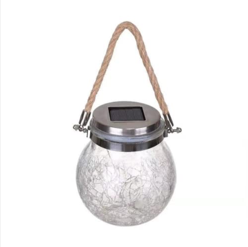feiyan Solar Glass Lanterns Outdoor, Garden Solar Light Hanging Glass Jar Waterproof Lantern Table Lamps 30 LEDs for Balcony, Yard, Path,Home Decoration (Warm White)