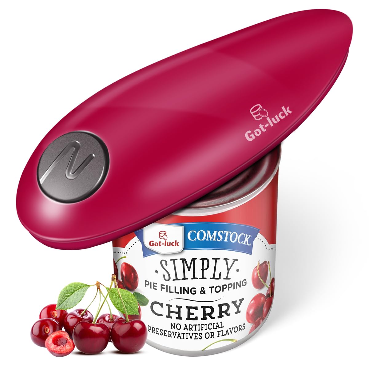 Electric Can Opener,Hand Held One-Touch Can Opener Smooth Edge Fits Almost All Can Sizes for kitchen,Food Safe Battery Can Opener Wine Red