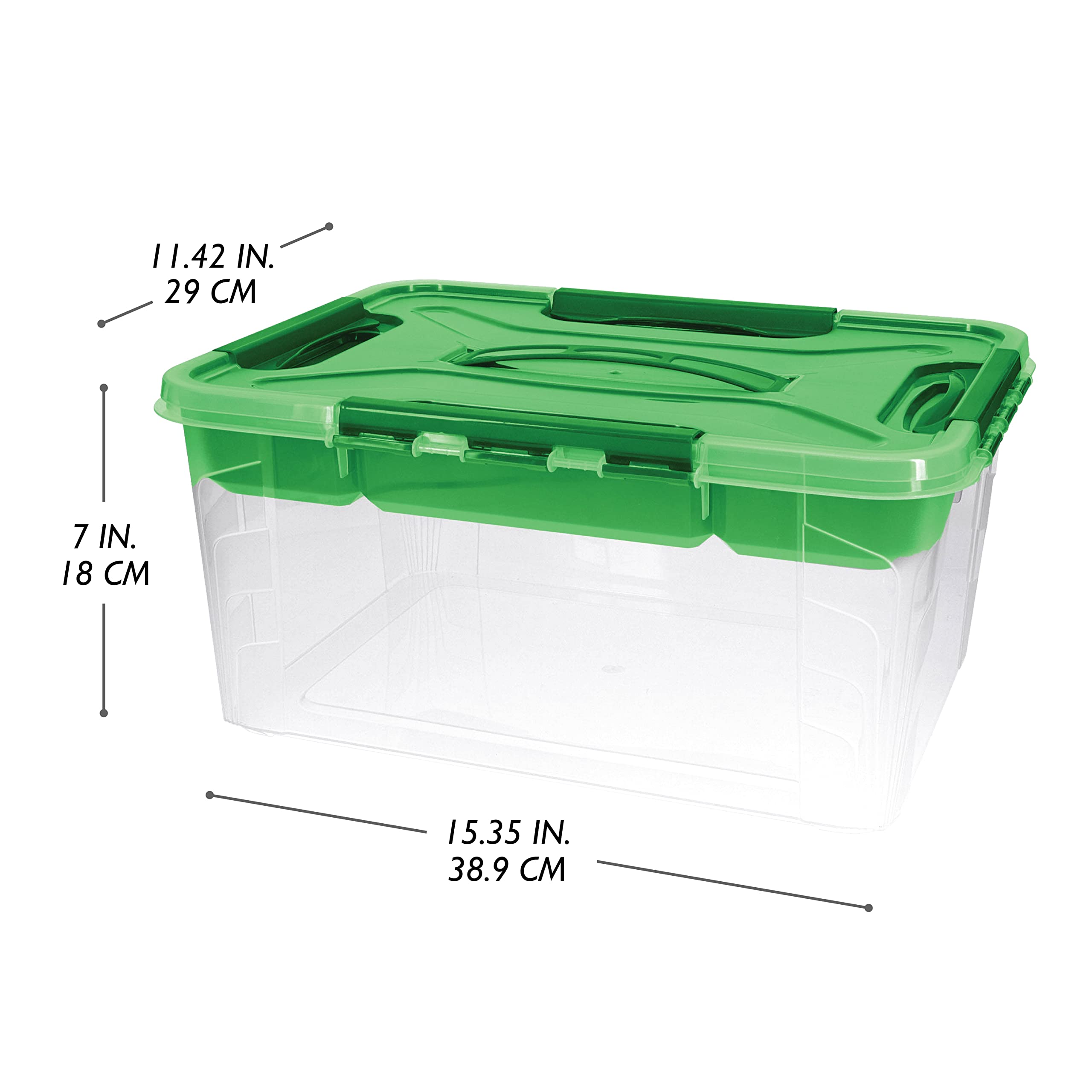 Home+Solutions 3 Piece Container Set - Large Green Plastic Containers, Holiday Storage, 15.35βx11.42βx7β Each