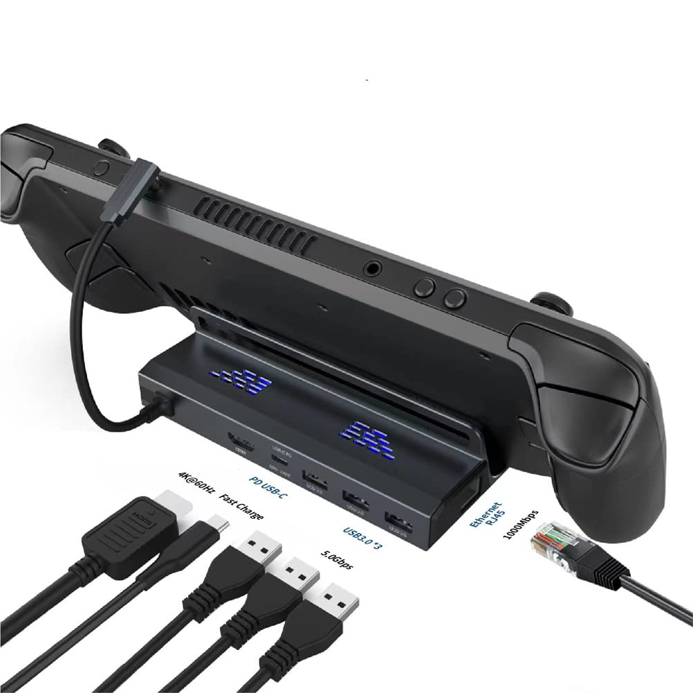 Onseuk Compatible with Steam Deck Multifunctional Video Conversion Docking Station with Network Port TV Converter Game Accessories