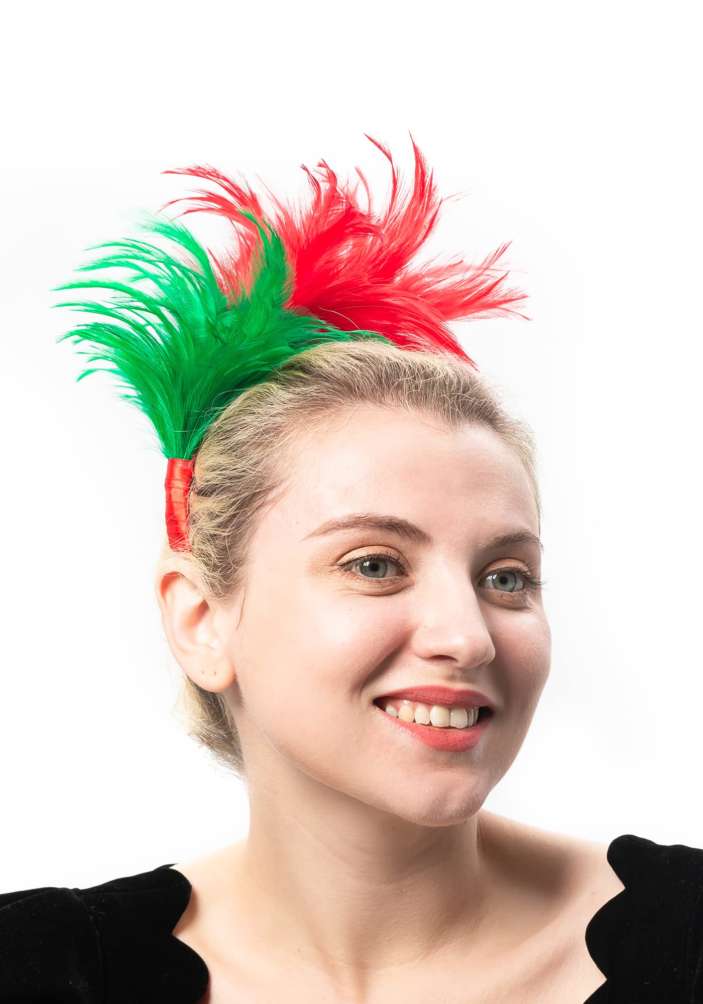 FELIZHOUSE 1920s Fascinator with Feathers Headband for Women Wedding Tea Party Headwear (Green)
