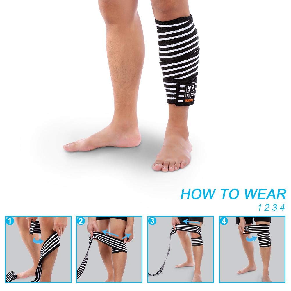 FILFEEL Knee Brace Wrap Support, Adjustable Patella Strap Stabilizer Sleeve Sports Weight Lifting Elastic Injury Leg Gym(1 Pair, Universal