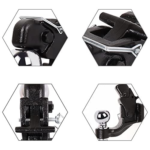 Pintle Hook Trailer Hitches with 2-5/16 Inch Ball, Pintle Hook 16000 lbs, Ball Capacity 6000lbs, Finish Black Powder Coat (2-5/16 ")