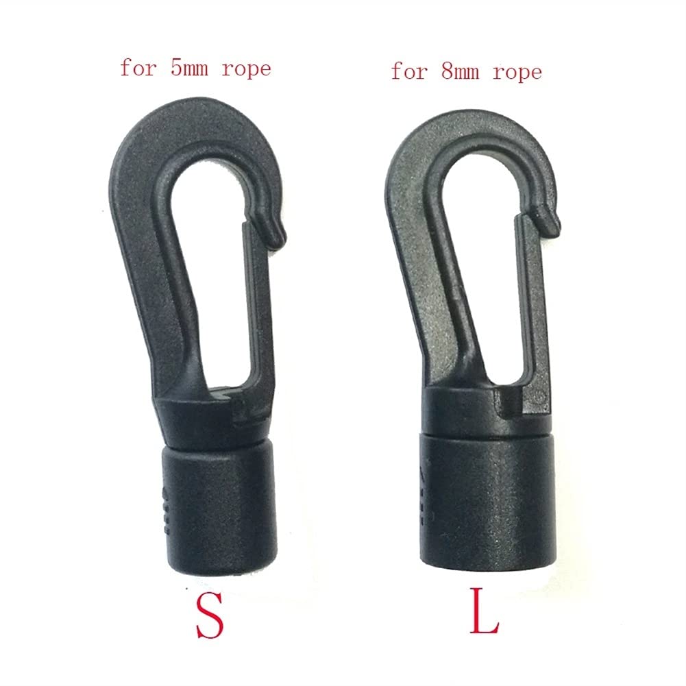 LMMDDP 5MM 8MM 20PCS Bungee Shock Cord Quick Connect Hooks Hanging Ends Clip for Canoe Boat Dinghy Rib DIY Elastic Cord Rope (Size : Small)