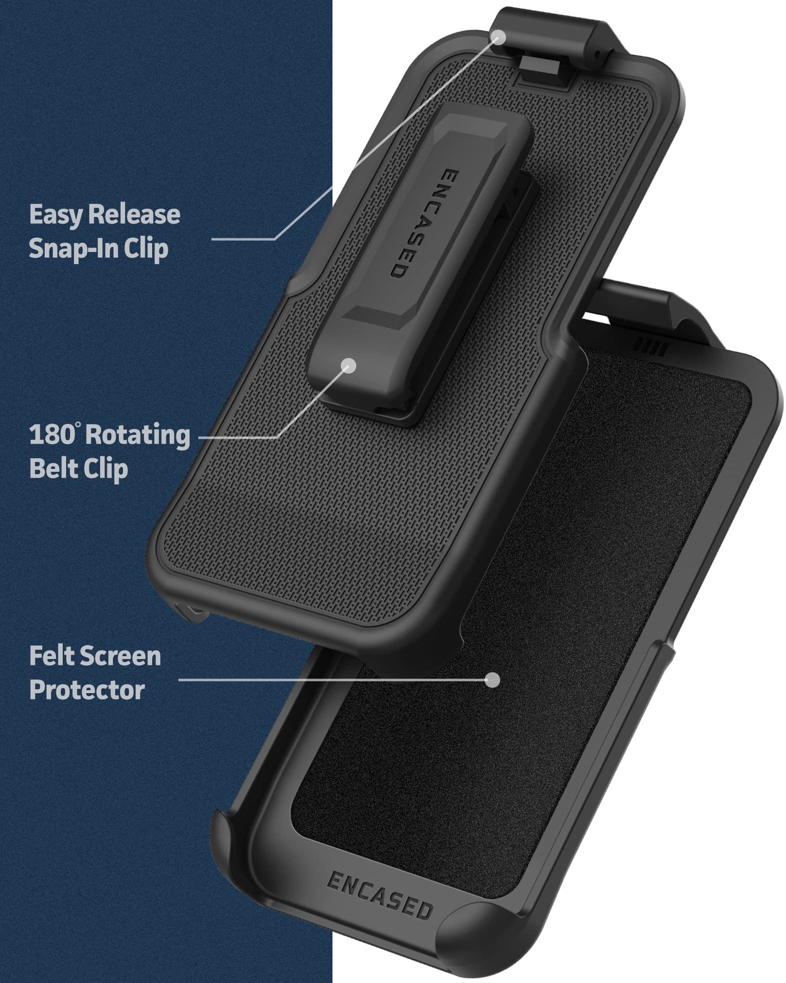 Encased Belt Case Designed for Google Pixel 7 PRO with Holster Clip and Kickstand [Ultra Protective] Full-Body Case with Metal Stand (Black)