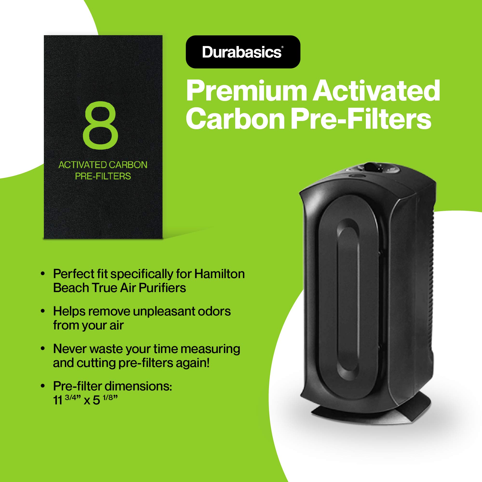 Durabasics 8 Pack Pre-Filters Compatible with Hamilton Beach True Air Filter Replacement for Hamilton Beach True Air Purifier | 8 Hamilton Beach Air Filter Replacements for Hamilton Beach Air Purifier