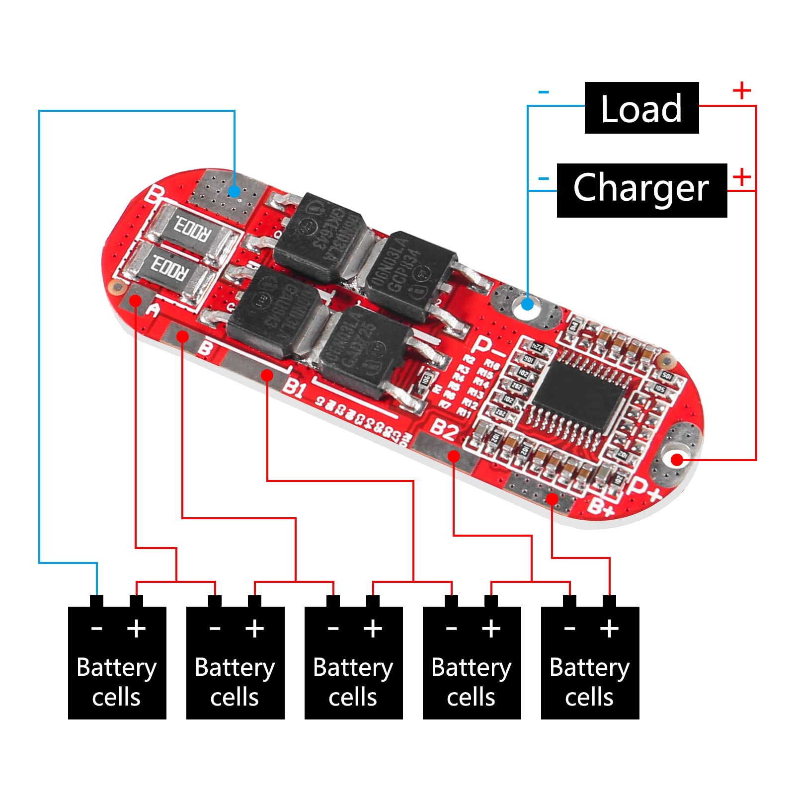 MELIFE 5PCS BMS 5S 25A 21V Battery Protection Board for Lithium Battery Protection Circuit Charging Board Module Integrated Circuits.