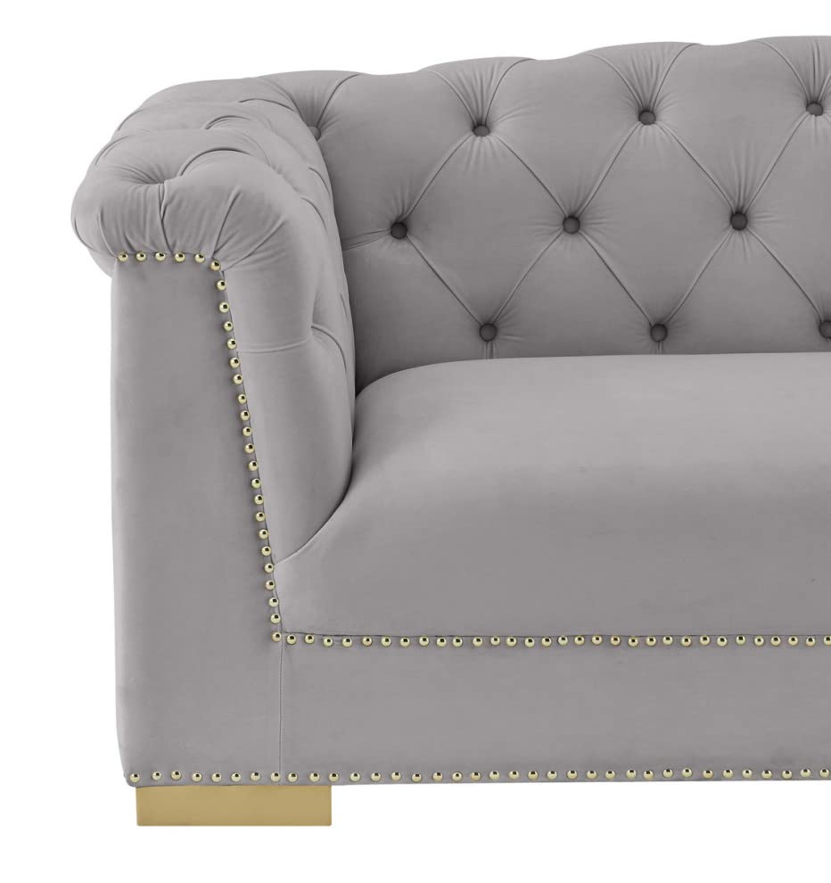 TOV Furniture Farah Grey Velvet Loveseat