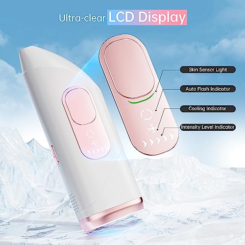 Laser Hair Removal Device with Cooling Function for Women and Men, At-Home Permanent IPL Hair Removal with Latest Dual ICE Technology, Unlimited Flash for facial Legs Arms Whole Body Use