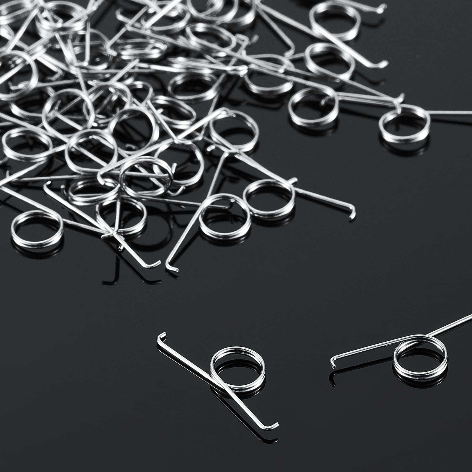 Ferraycle 50 Pieces Trigger Springs Replacement L2 R2 Controller Trigger Button Springs Silver Metal Trigger Compatible with Playstation PS5 Controller Parts Repair Kits Accessories