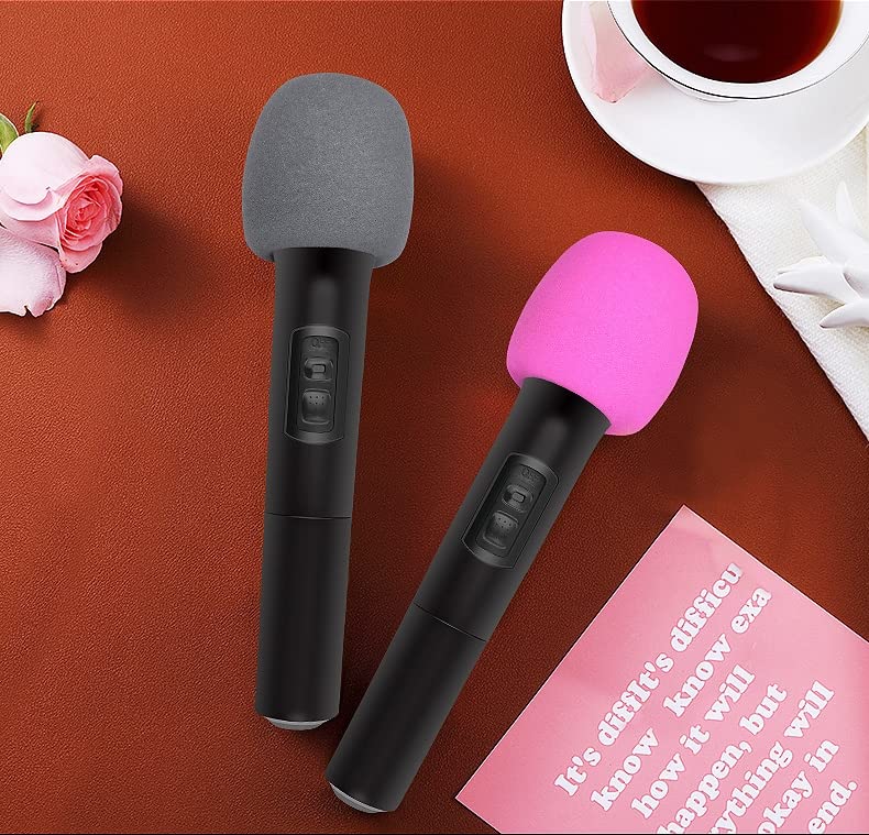 Fielect 2Pcs Microphone Covers Foam Mic Cover Handheld Microphone Windscreen Shield Mic Foam Filter Pink for KTV Broadcasting