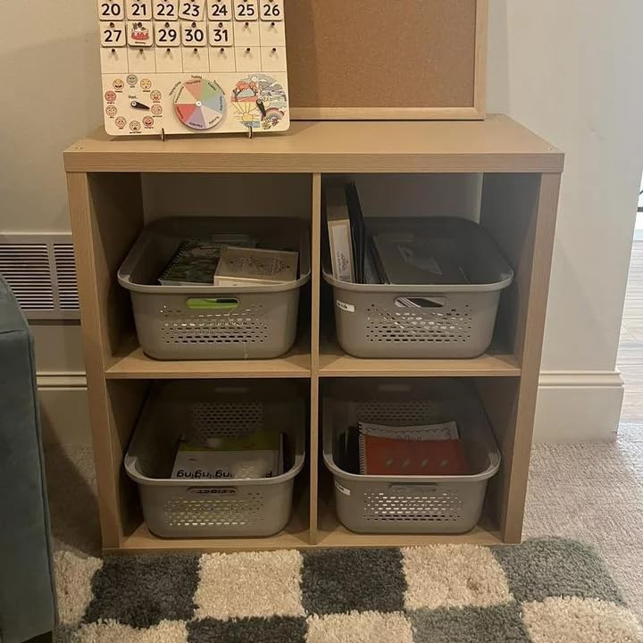TRoMI 4 Cube Organizer,4 Shelf Bookcase, Cube Storage, Place Baskets, Books, Plants, Decorations, etc. (Black), fk2-091