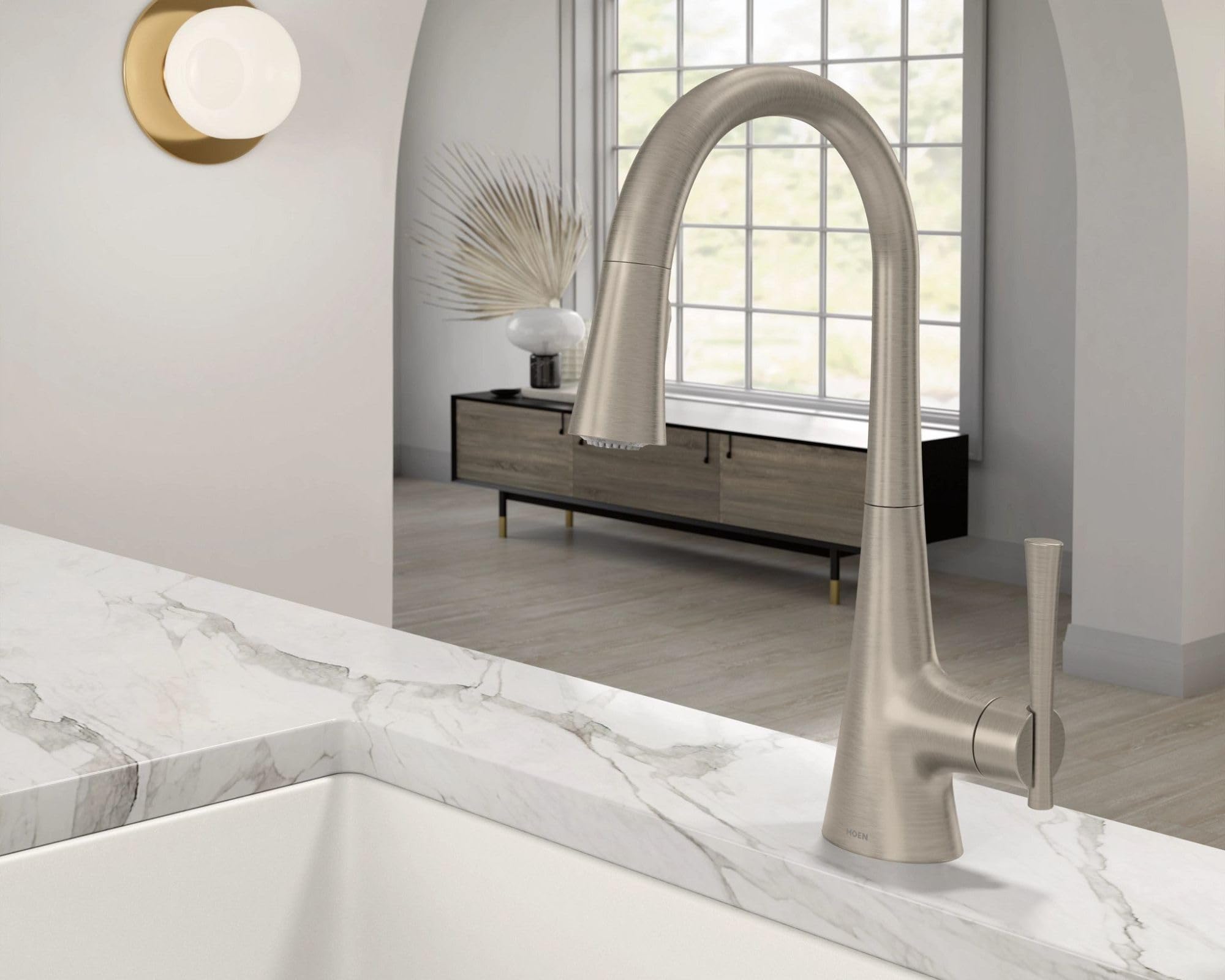 Moen 9126SRS Kurv Collection One-Handle Pulldown Kitchen Faucet Featuring Power Boost and Reflex, Spot Resist Stainless