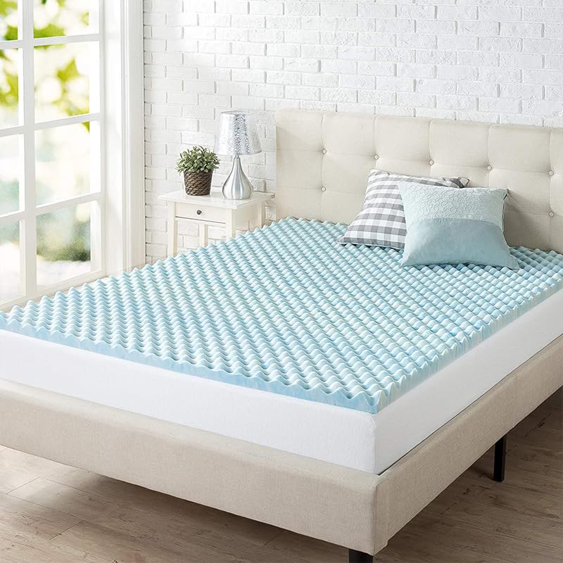 Fancial 1.5" Swirl Gel Cooling Memory Foam Mattress Top, Cooling Airflow Design, Queen