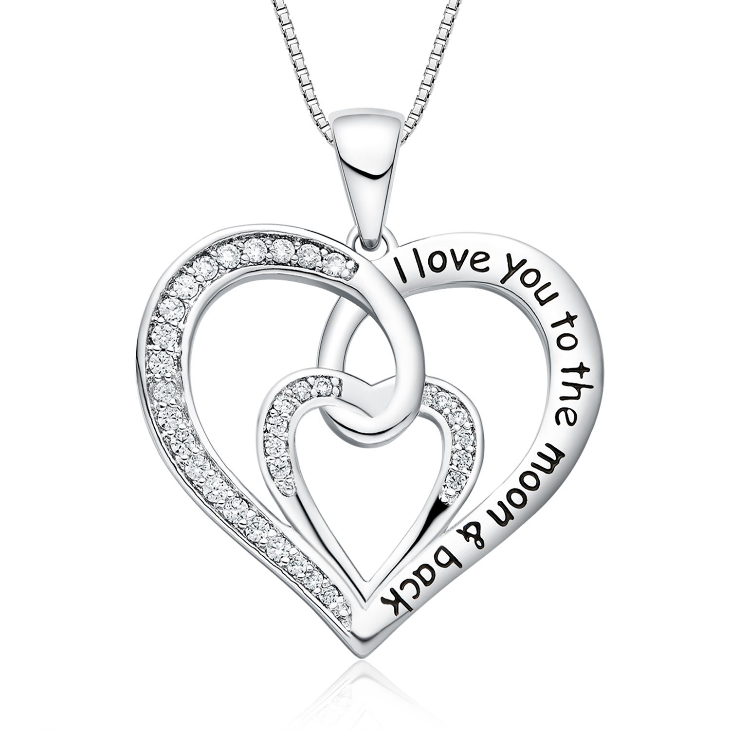 FANCYCD Jewelry for Women, Girlfriend Necklace, Heart Necklace for Women, I Love You Necklace, Wife Jewelry Present, Valentines Day Gift, Anniversary for Her, I Love You to the Moon and Back Necklace