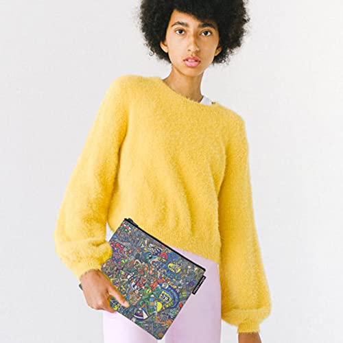 ODDS N TOTES Pencil Pouch, Makeup Bag, Small Toiletry Bag for Women, Men, Canvas Zipper Pouch (Graffiti)