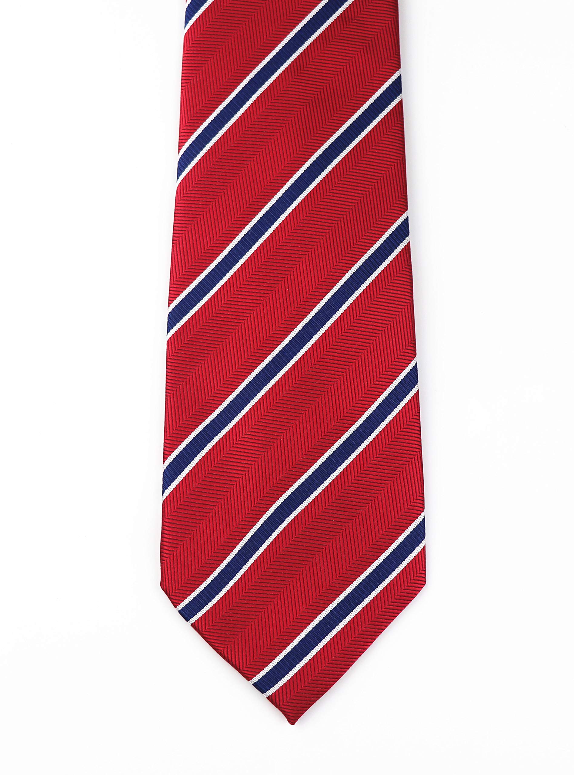 Elfeves Men Repp Red and Blue Slim Ties Narrow Striped Woven Office Matching uk Neckties
