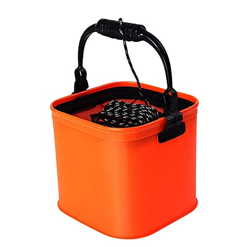 LMMDDP Foldable EVA Water Bucket with Rope Belt Outdoor Collapsible Bag Carp Fishing Bait Buckets Tackle Tools Accessories 1Pcs
