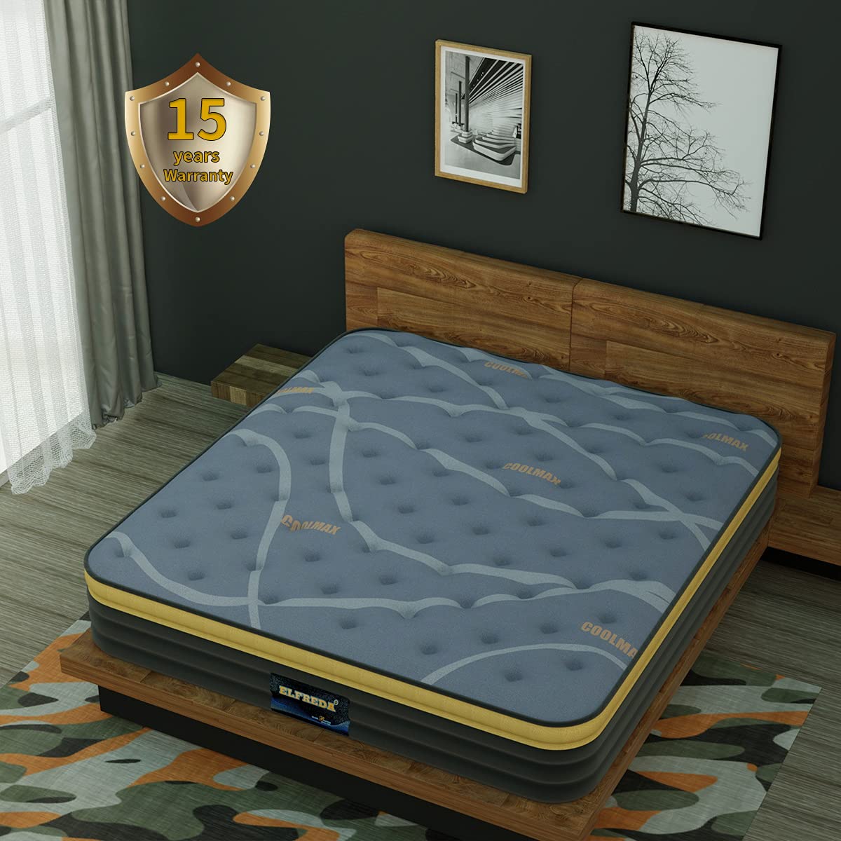 Elfreda King Mattress, 12 inch Pillow Top Hybrid Mattress, Memory Foam and Pocket Spring Medium Firm Mattress, Supportive & Pressure Relief King Size Mattress, Bed in a Bag