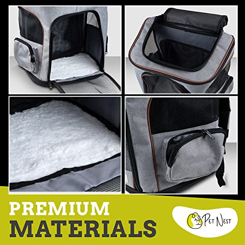 Pet Nest Expandable Pet Carrier Backpack for Cats, Dogs and Small Animals, Portable Pet Travel Carrier, Super Ventilated Design, Airline Approved, Ideal for Traveling/Hiking/Camping