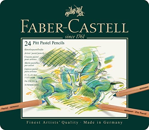 Faber-Castel FC112124 Pitt Pastel Pencils in A Metal Tin (24 Pack), Assorted