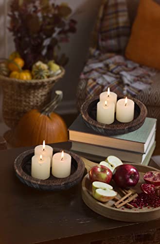 Vixdonos Rustic Wooden Tray Farmhouse Decorative Plate Round Pillar Candle Holder Tray for Table Centerpiece