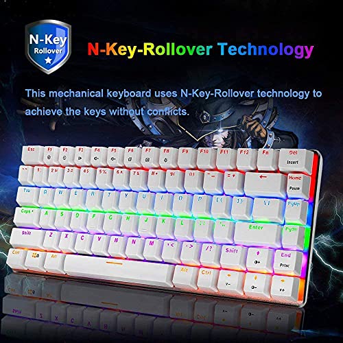 FELICON Mechanical Keyboard, AK33 Rainbow LED Backlit USB Cable Gaming Mechanical Keyboard, 82-Key Compact Mechanical Gaming Keyboard with Anti-ghosting Keys for Gamers and Typists