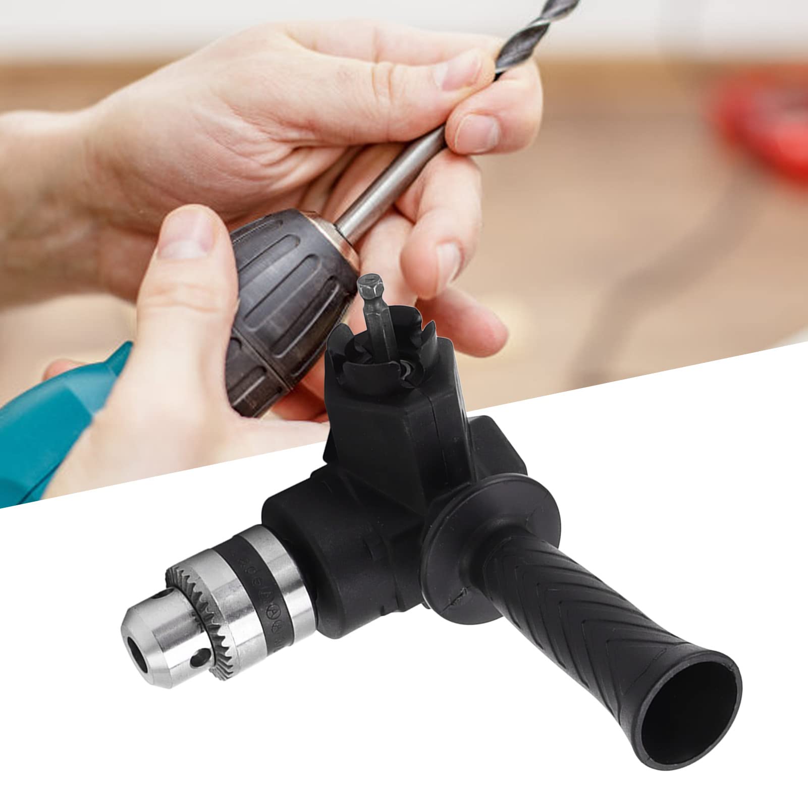 Right Angle Bending Extension Attachment, Narrow Bearing Steel 90 Degree Angle Drill High Hardness Triangular Drive Shaft Heavy Duty Bearing