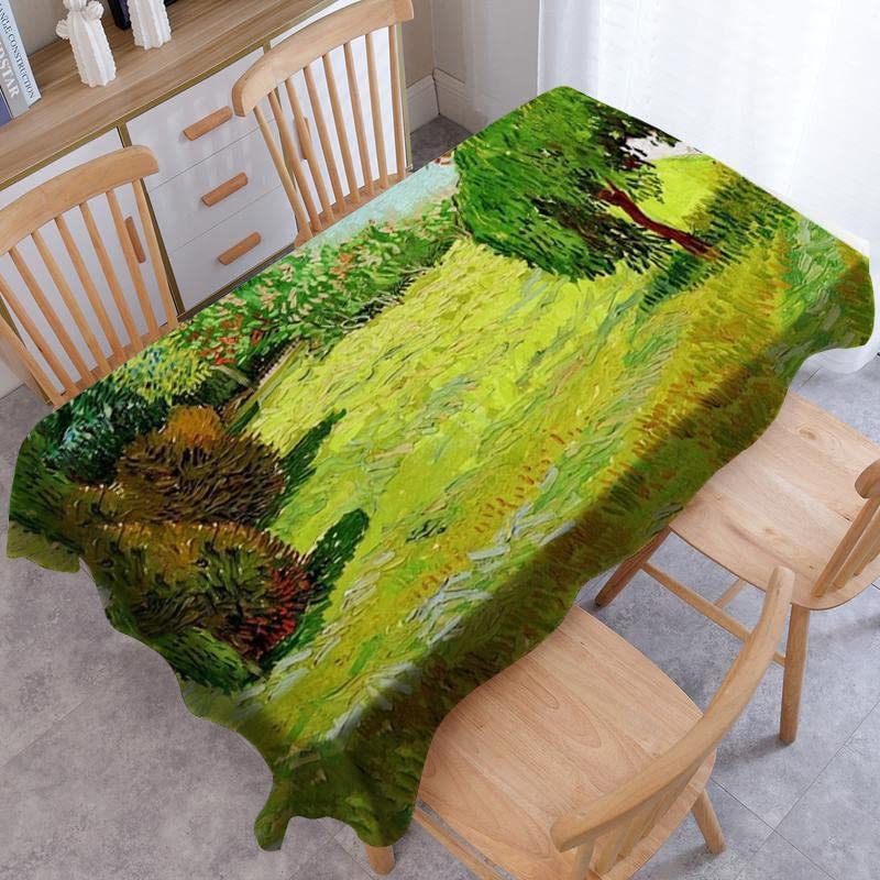 MLQL Van Gogh Oil Painting Waterproof Coffee Table Table Cover Rectangular Tablecloth Party Decoration Tablecloth Mantel A19 140x210cm