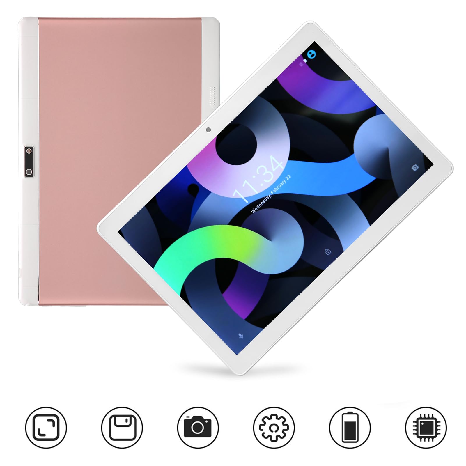 Gugxiom Android 12 Tablet, 10.1 Inch 12GB RAM 256GB ROM Tablet, Deca Core Processor, 8MP + 20MP Camera, Bluetooth, 2.4G 5G WiFi, GPS, AM, 8800mAh (US Plug)