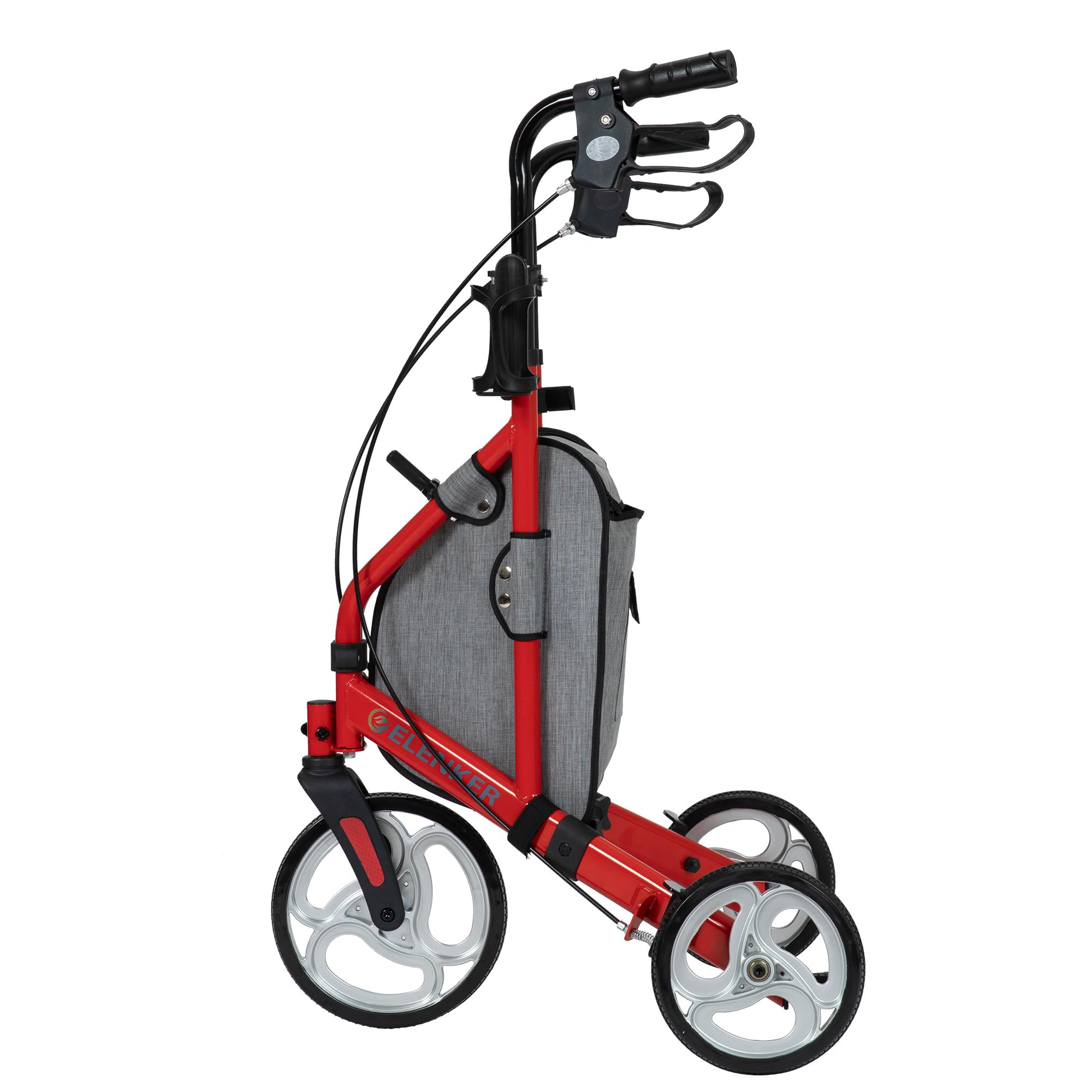ELENKER 3 Wheel Rollator Walker for Seniors, Red