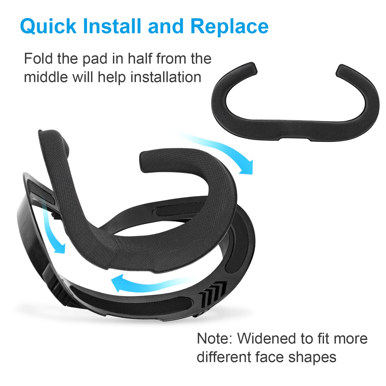 EWalos Upgraded Foam Face Pad Replacement for Oculus Quest 2, Widened Face Cover with Anti-Leakage Nose Pad for Oculus Quest 2, VR Headsets Sweat-Proof Comfortable Black