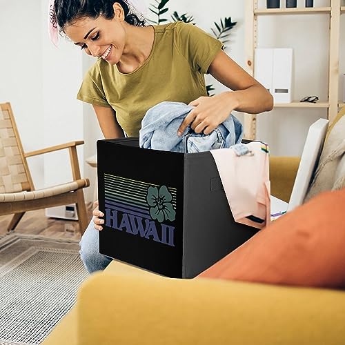 Hawaii Storage Bins with Handles Cube Closet Organizers and Storage Boxes Folding Basket for Shelves 2PCS