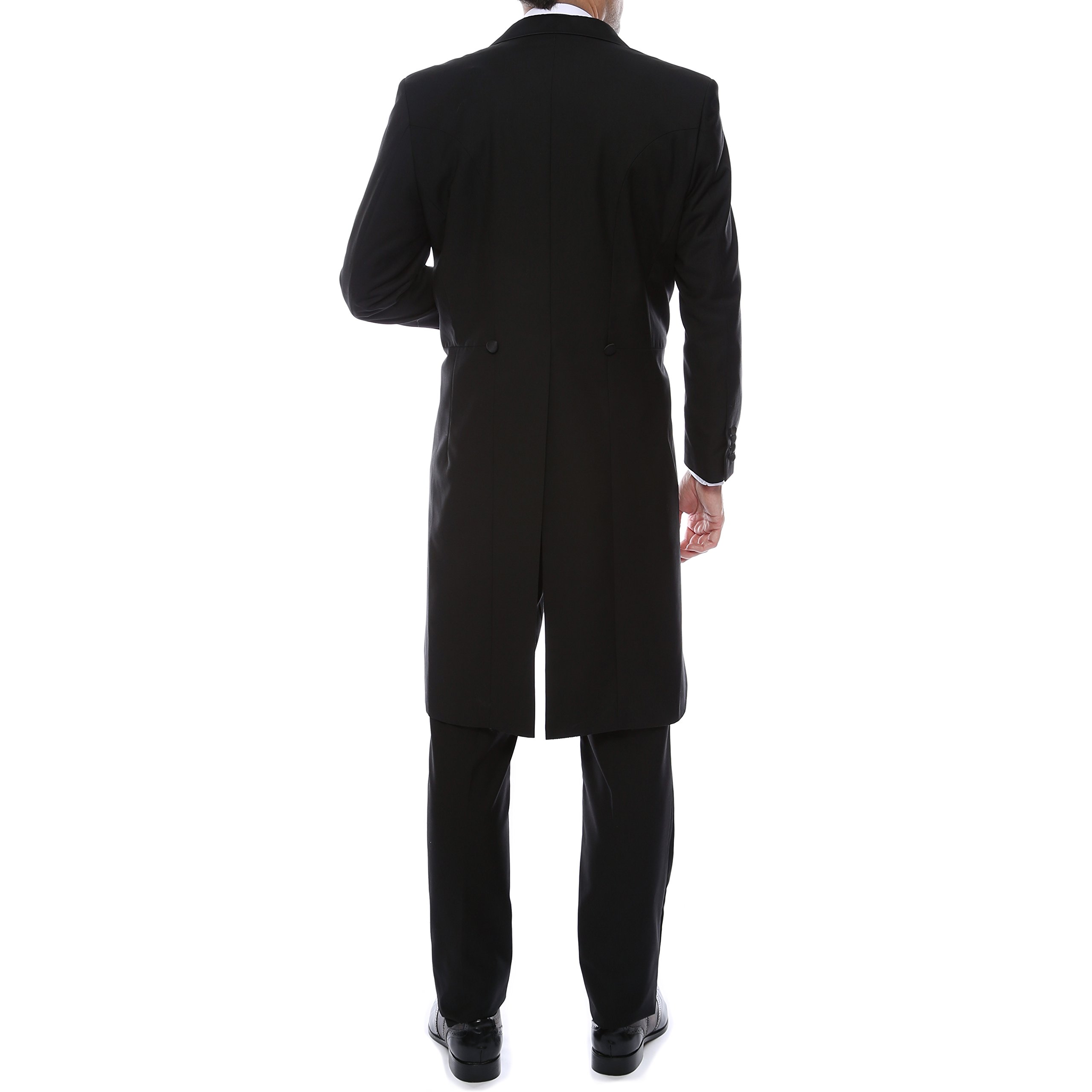 Ferrecci Men’s Regular Fit Peak Lapel Black Tailcoat Tuxedo Suit Set with Tux Pants & Tail Coat (38 Short)