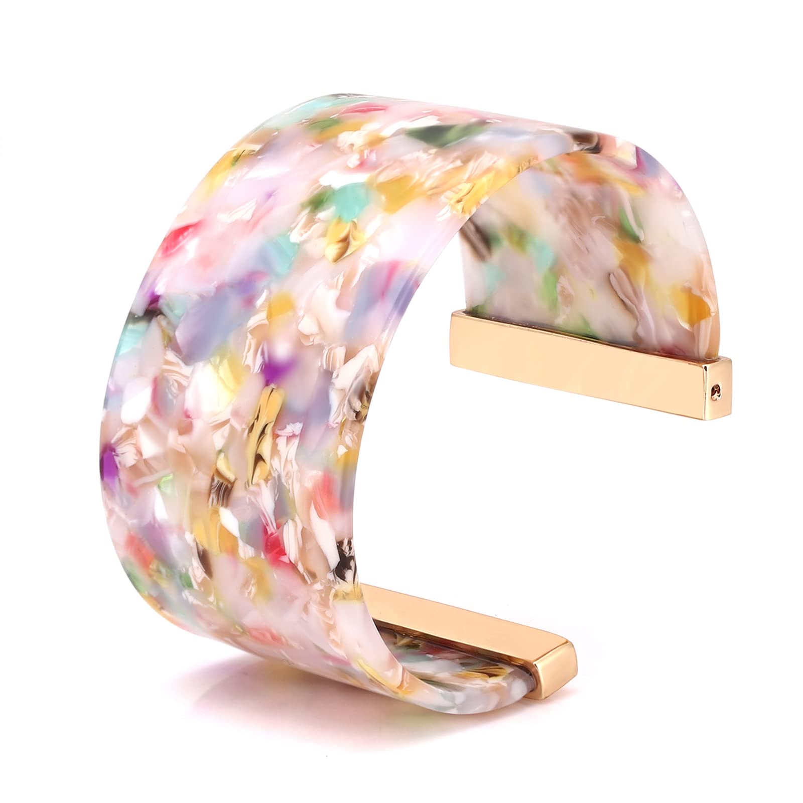 FAERLIIRY Cuff Bracelet for Women Acrylic Resin Bracelets Statement Bangle Bracelet Adjustable Bracelet Wide Chunky Bracelets for Women (Floral)