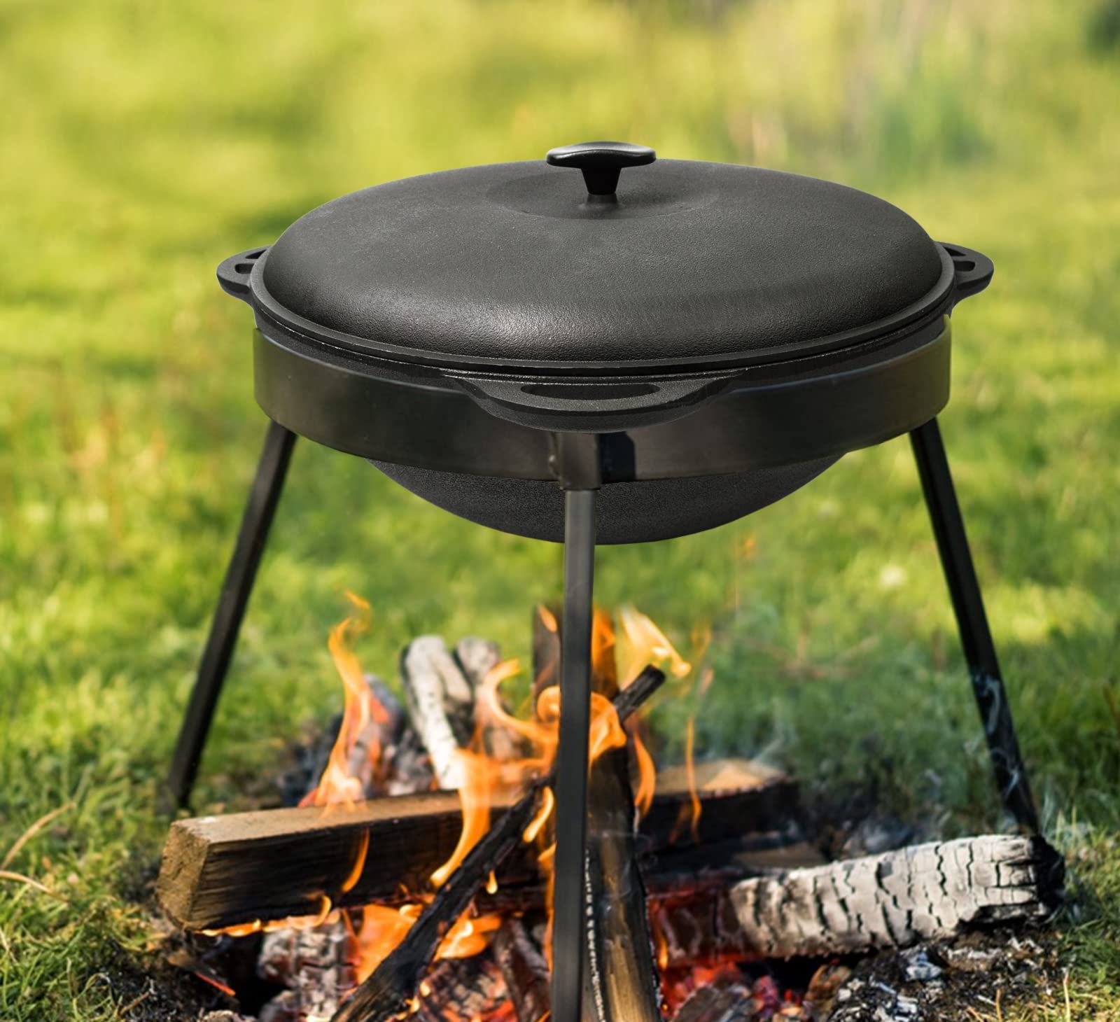 Dutch Oven Pot with Lid 8.5 Quarts (8 L) - Cast Iron Dutch Oven - Cast Iron Cookware Set - Uzbek Kazan Cast Iron β Premium Camping Cookware