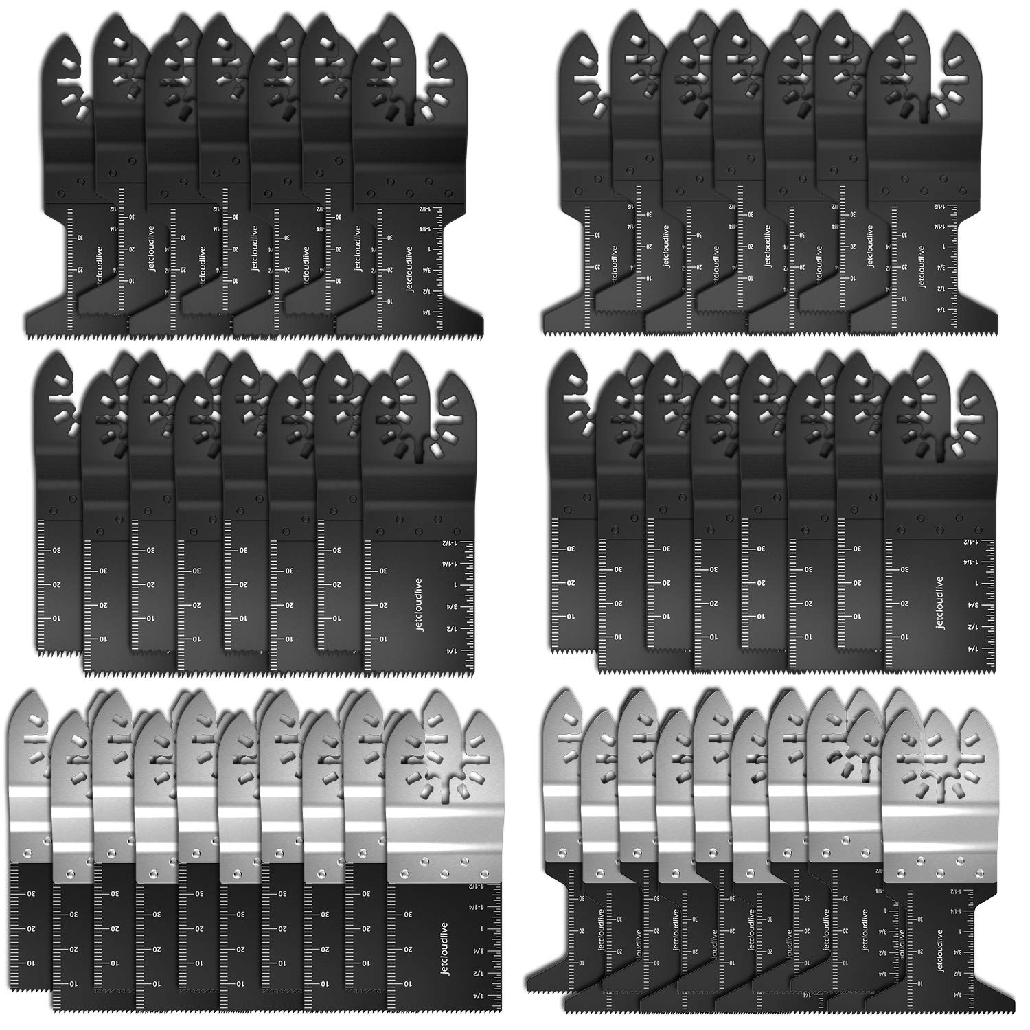 fannybuy 50Pcs Metal Wood Plastic Oscillating Multitool Quick Release Saw Blades Kit Fast Cutting Compatible with Multimaster Porter Cable Black&Decker Craftsman