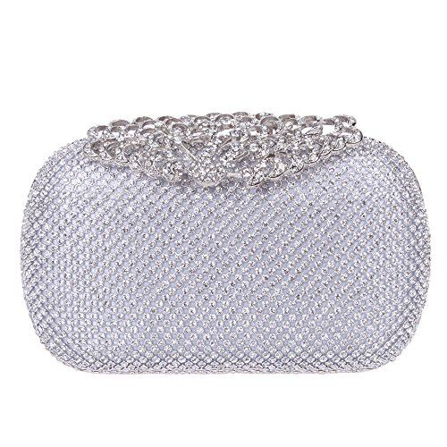 Fawziya Mini Peacock Evening Bag Rhinestones Clutch Purses For Women-Silver