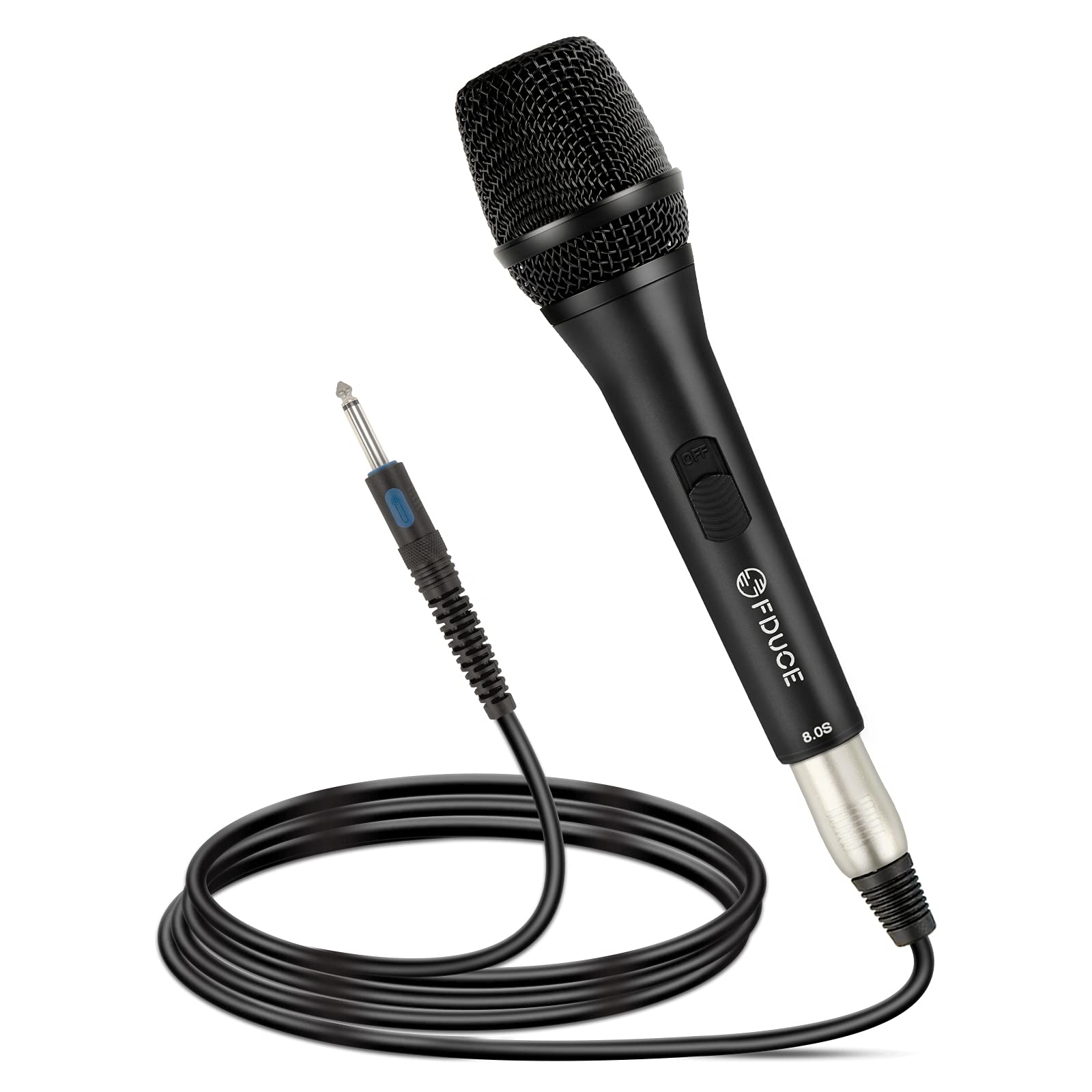 FDUCE Dynamic Wired Microphone 8.0s, Vocal Karaoke Mic with 16.4ft XLR Cable, Metal Handheld Corded Microphone for Singing, Speech, Wedding, Class use (Gray)